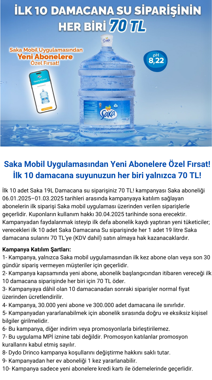 Kampanyalarımız - Saka Su